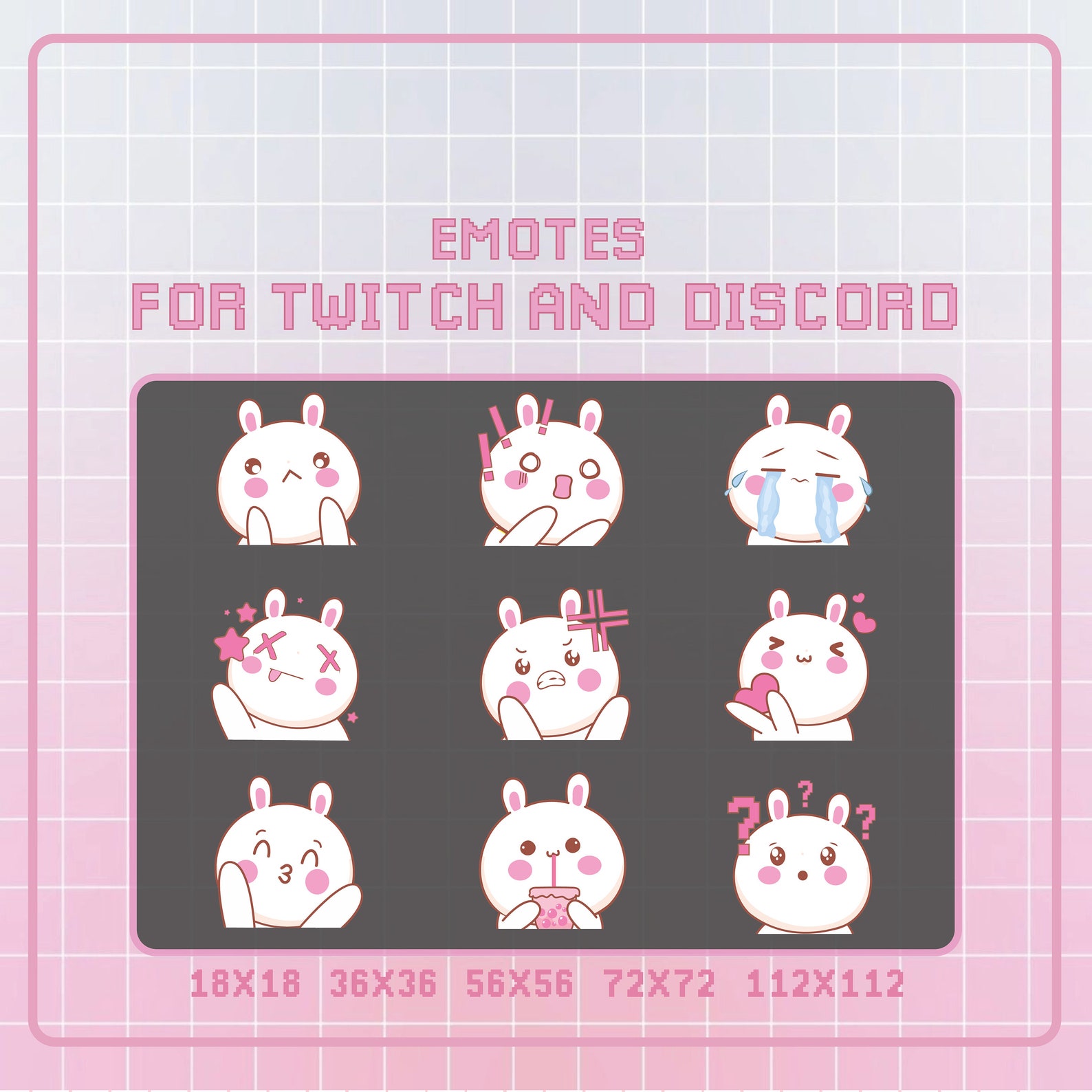 Kawaii Cat Emotes, Emote Stream Package, Pastel Pink Cat, Lovely Cute ...