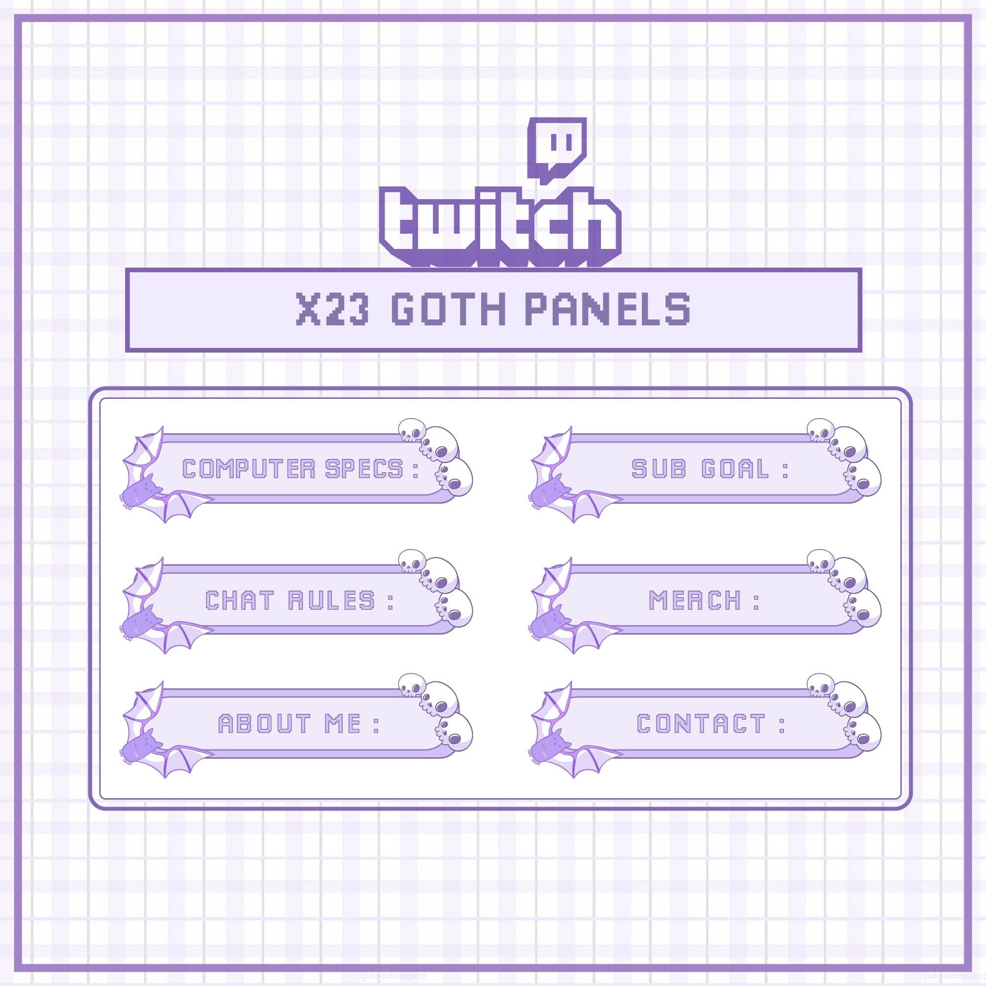 X23 Goth Purple Panels Stream Overlay, Halloween Gothic Twitch Skull ...