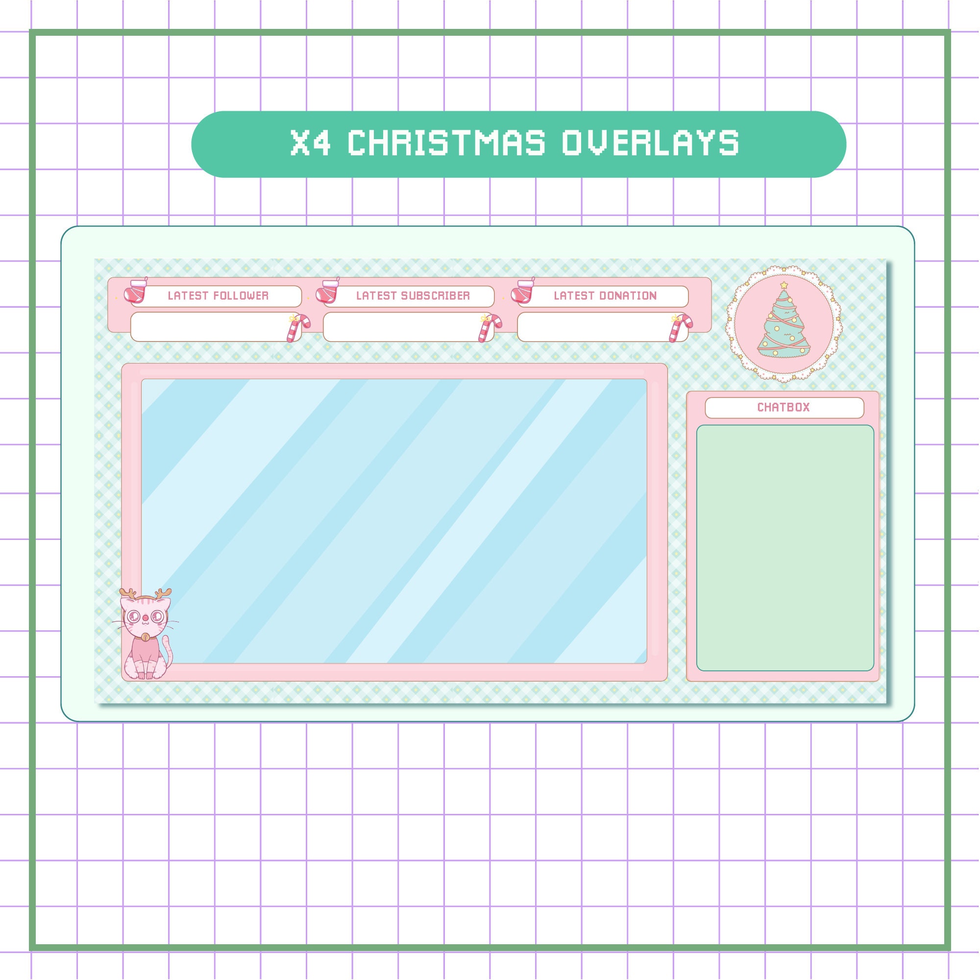 Customizable Christmas Stream Overlay / Kawaii Xmas Overlay / Twitch ...