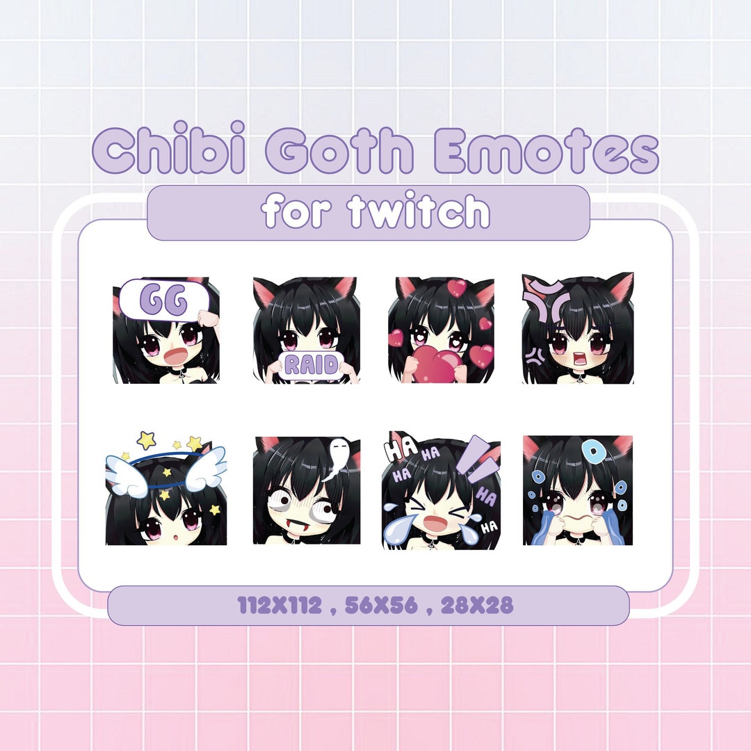 Goth Chibi E-GIRL Emotes / Alt Emote Soft Gothic Emote Stream Twitch ...