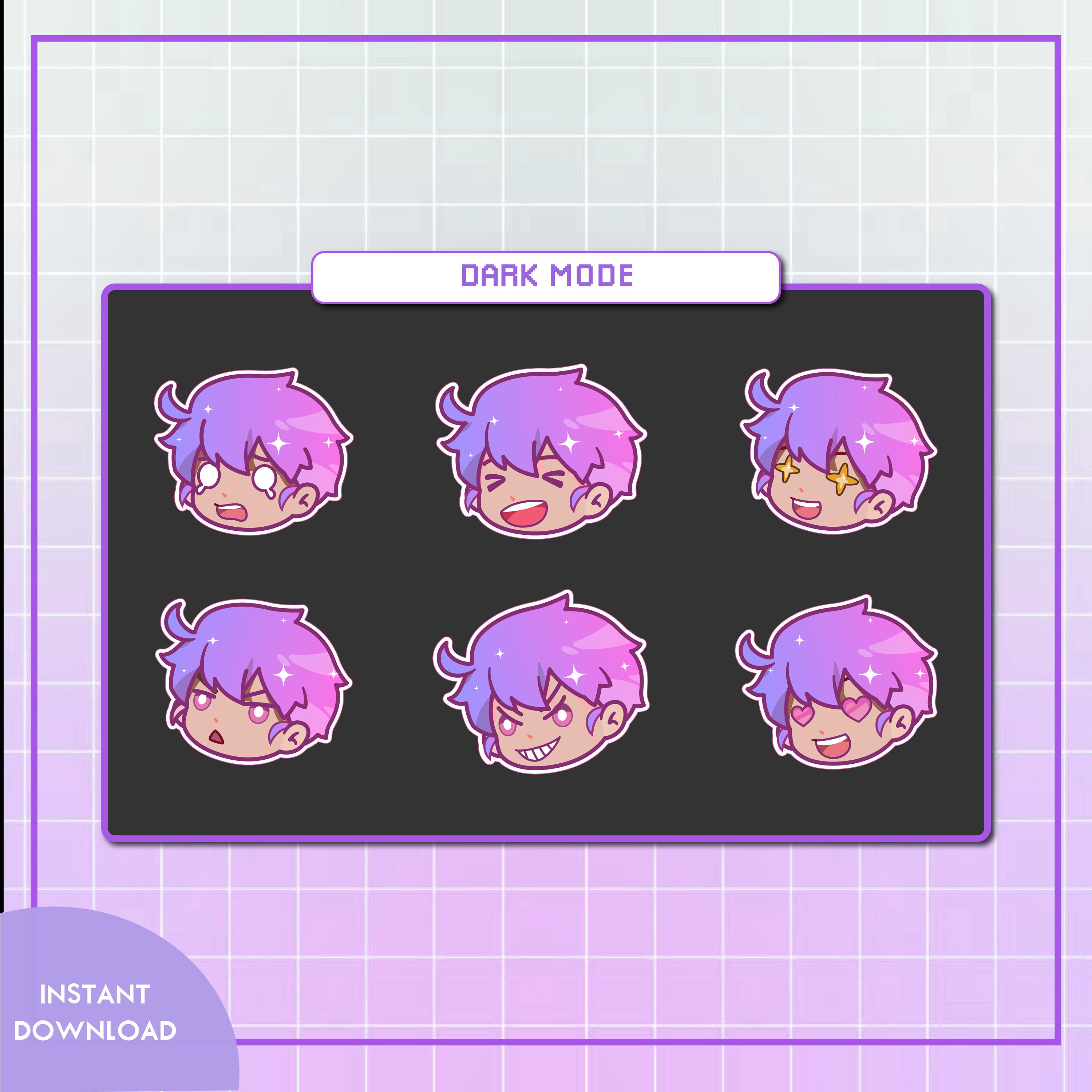 X 6 Kawaii Chibi Neonish Emotes Twitch Neon Emote Stream - Etsy