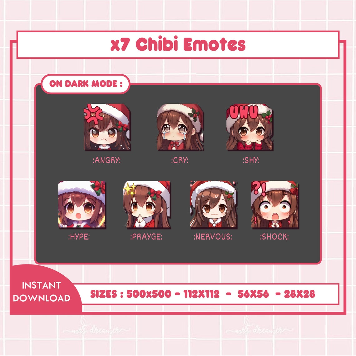 Christmas Chibi GIRL Emotes / Emote Chibi Xmax for Stream Twitch ...