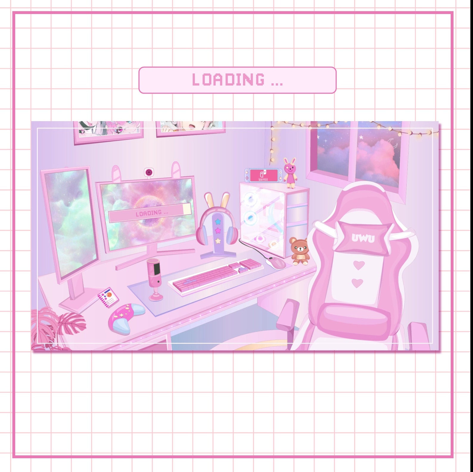 X5 Pinkish Animated Kawaii Setup Screens / Aesthetic Gamer Girl Pink ...