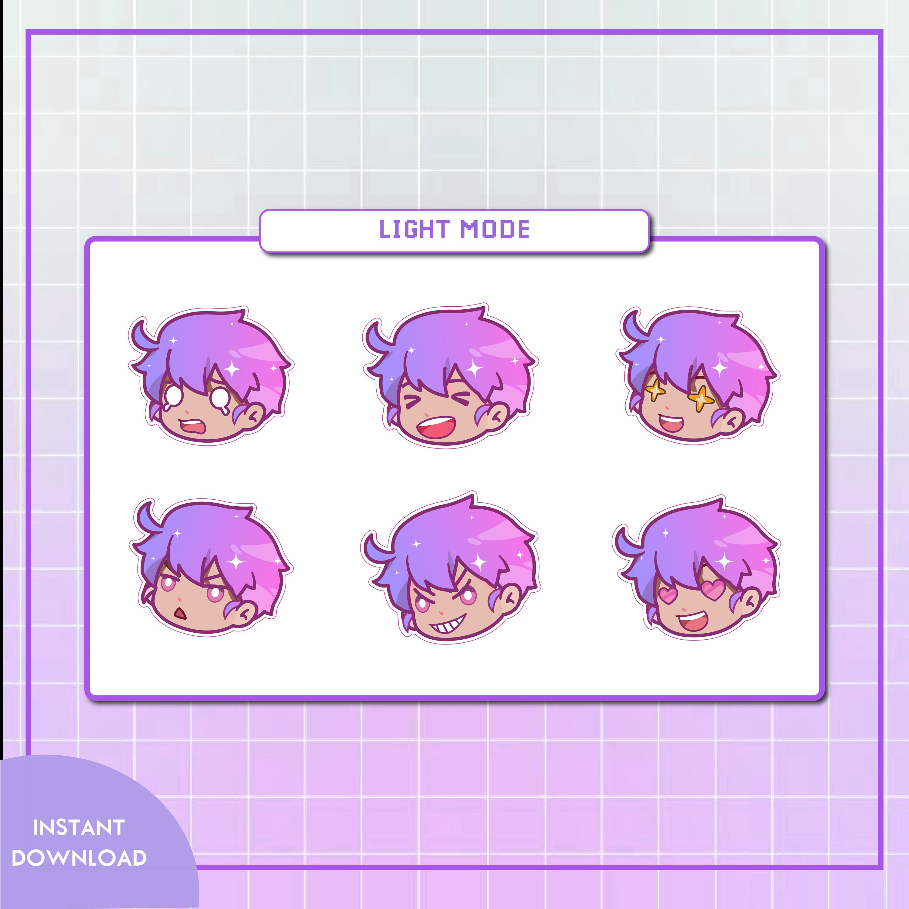 X 6 Kawaii Chibi Neonish Emotes Twitch Neon Emote Stream - Etsy