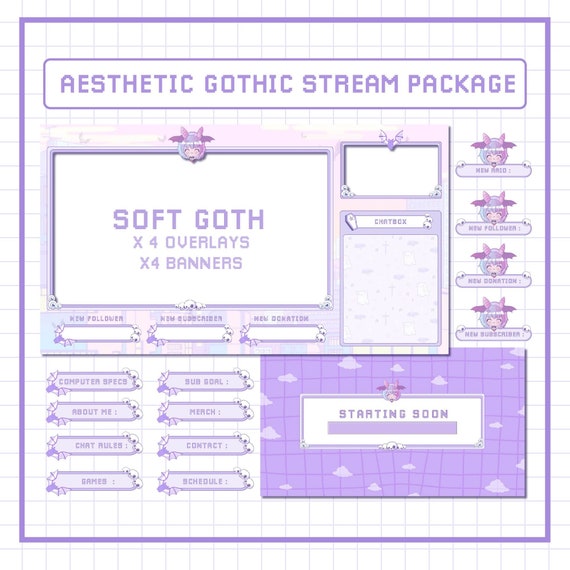E-girl Goth Soft Pastel Purple Stream Overlay Gothic Twitch - Etsy