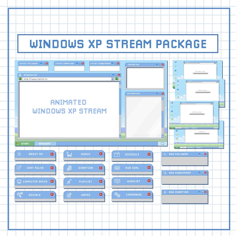Buy Animated Windows XP Stream Overlay Retro Aesthetic Stream Online in ...