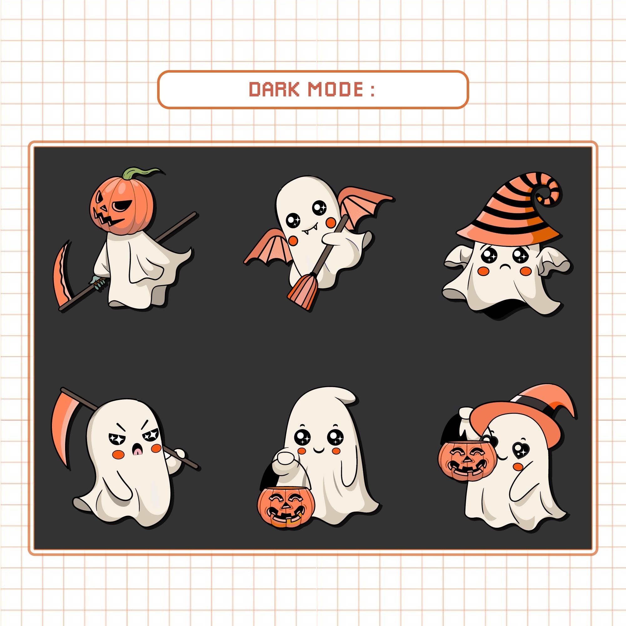 Kawaii Halloween Ghost Goth Emotes / X6 Ghost Cute Gothic Emote Stream ...