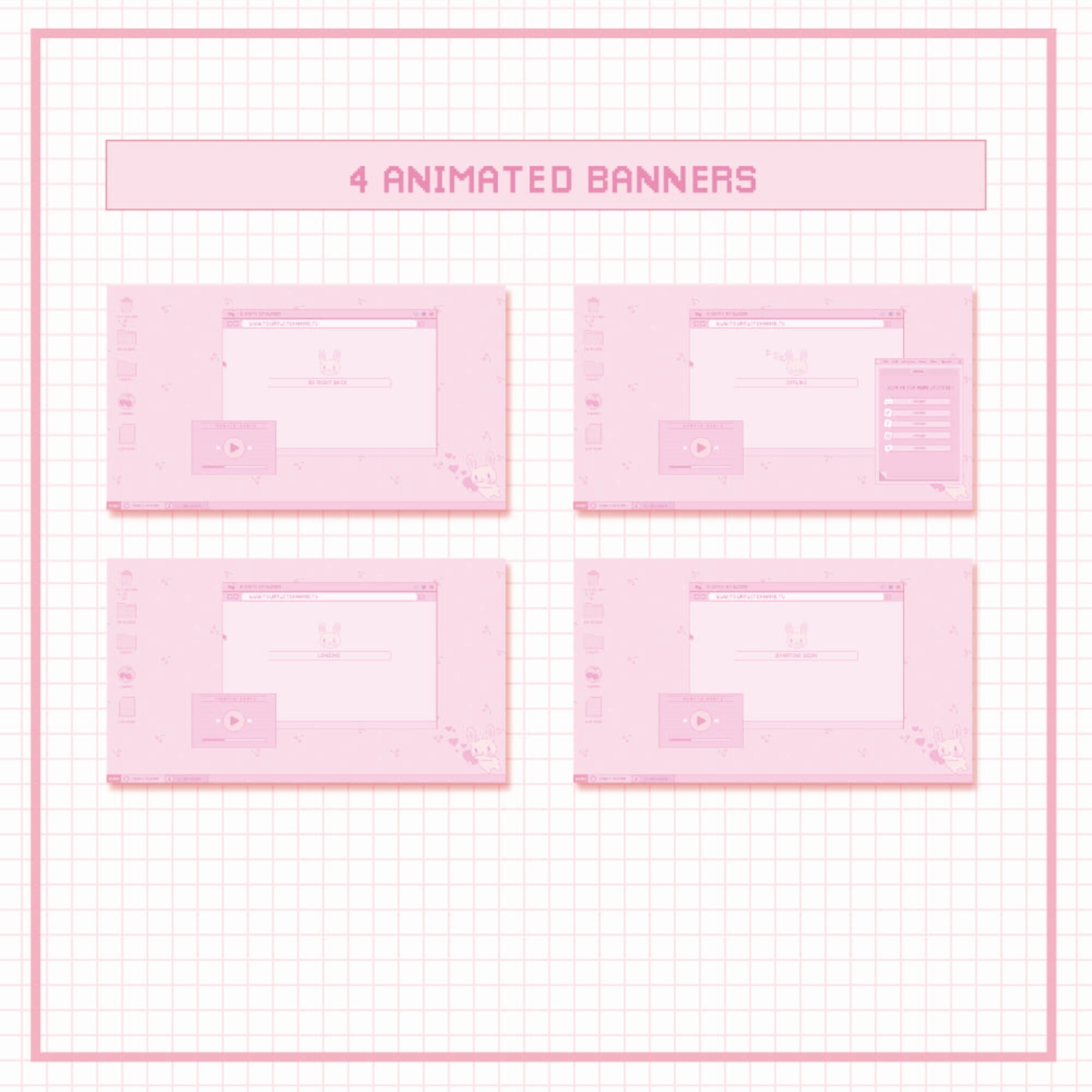 Animated Browser Stream Overlay, Cherry Twitch Overlay Package, Lovely ...