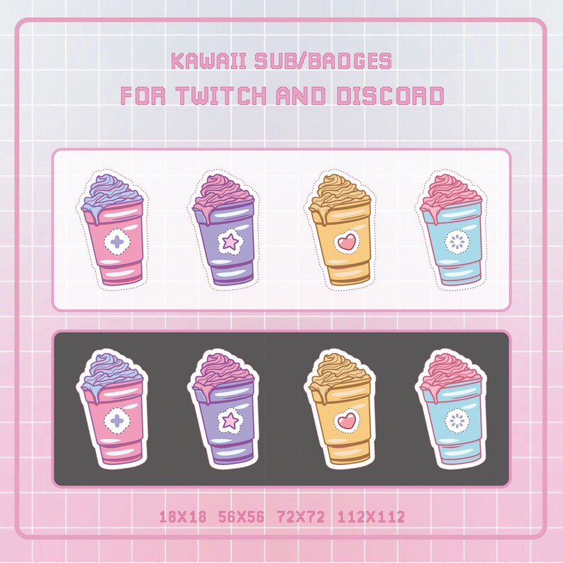 Kawaii Cup Juice Twitch Sub/bit Badges / X4 Cute Cute Drinks - Etsy