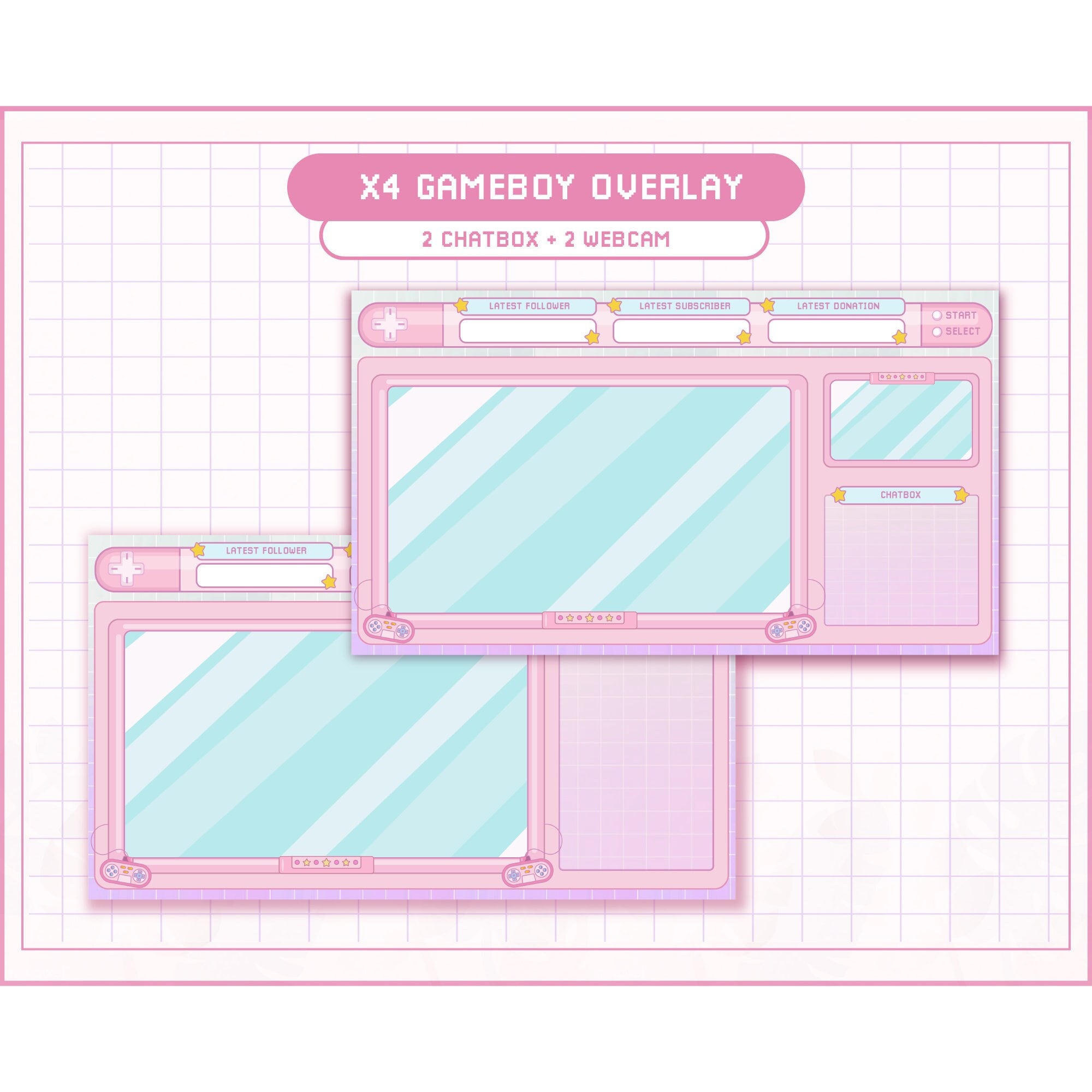 Customizable Gameboy Stream Overlay / Kawaii Console Overlay / Twitch ...