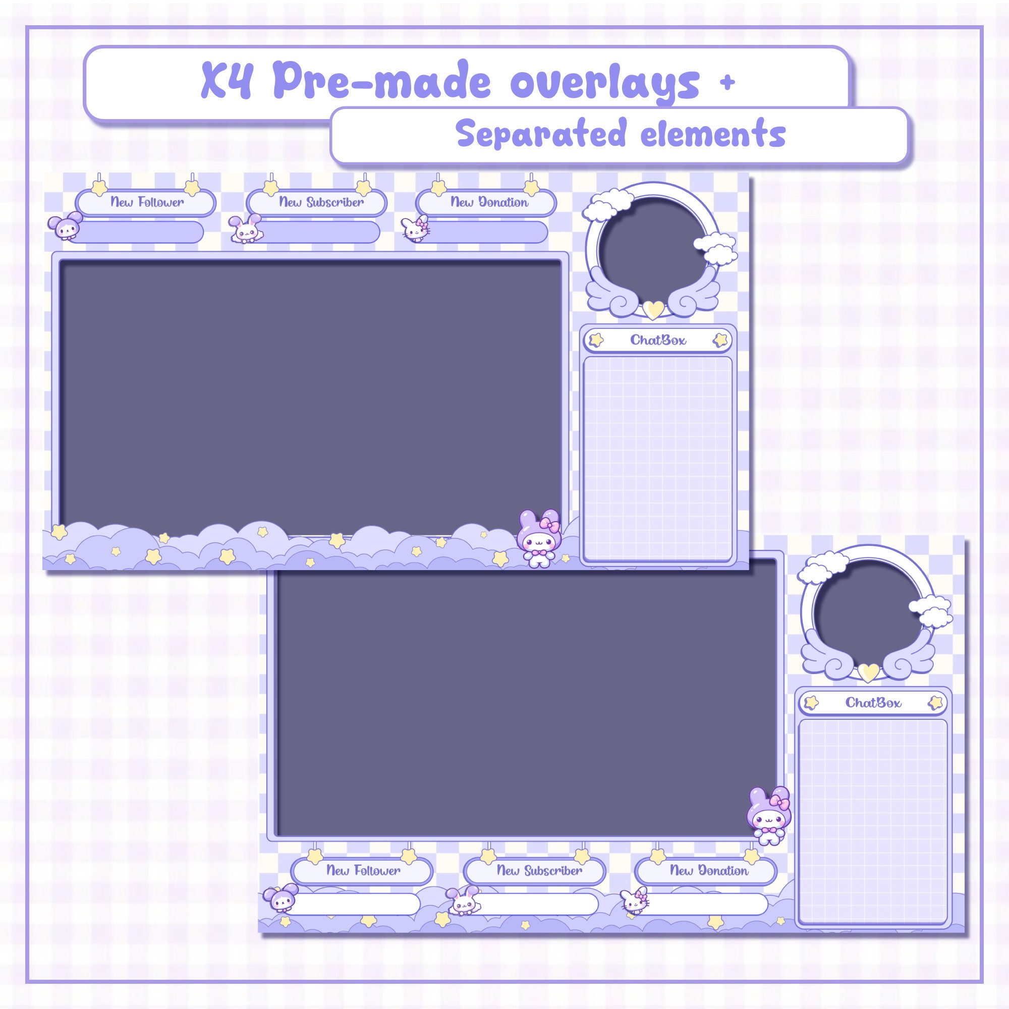 Cute Animated Stream Full Package, Pastel Clouds Scenes, Animated ...