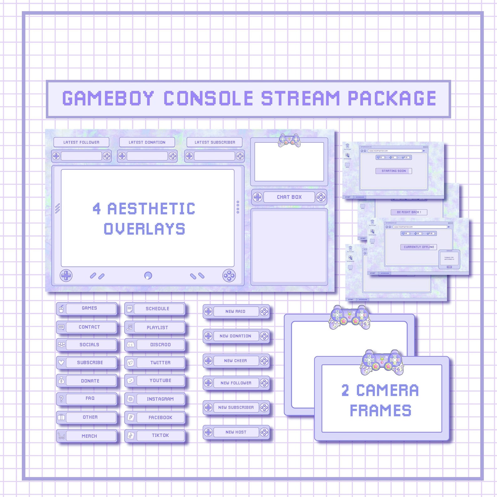Aesthetic Gameboy Console Browser, Animated Pastel Baby Blue Stream ...
