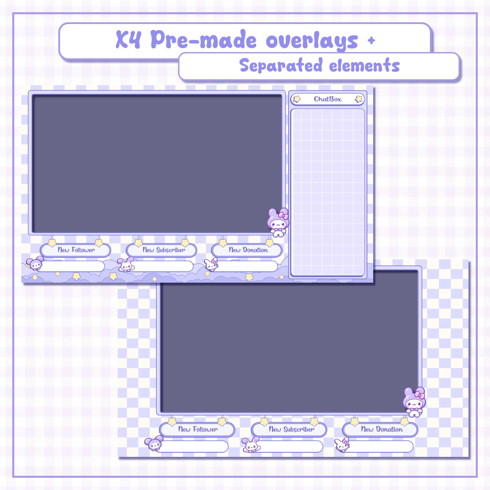 Cute Animated Stream Full Package, Pastel Clouds Scenes, Animated Alerts , Animated Twitch ...