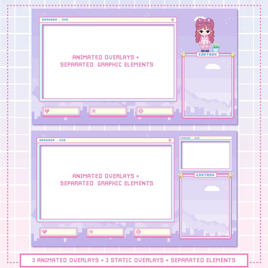 Animated Pixel Stream Overlay Twitch Cute Package Animated - Etsy