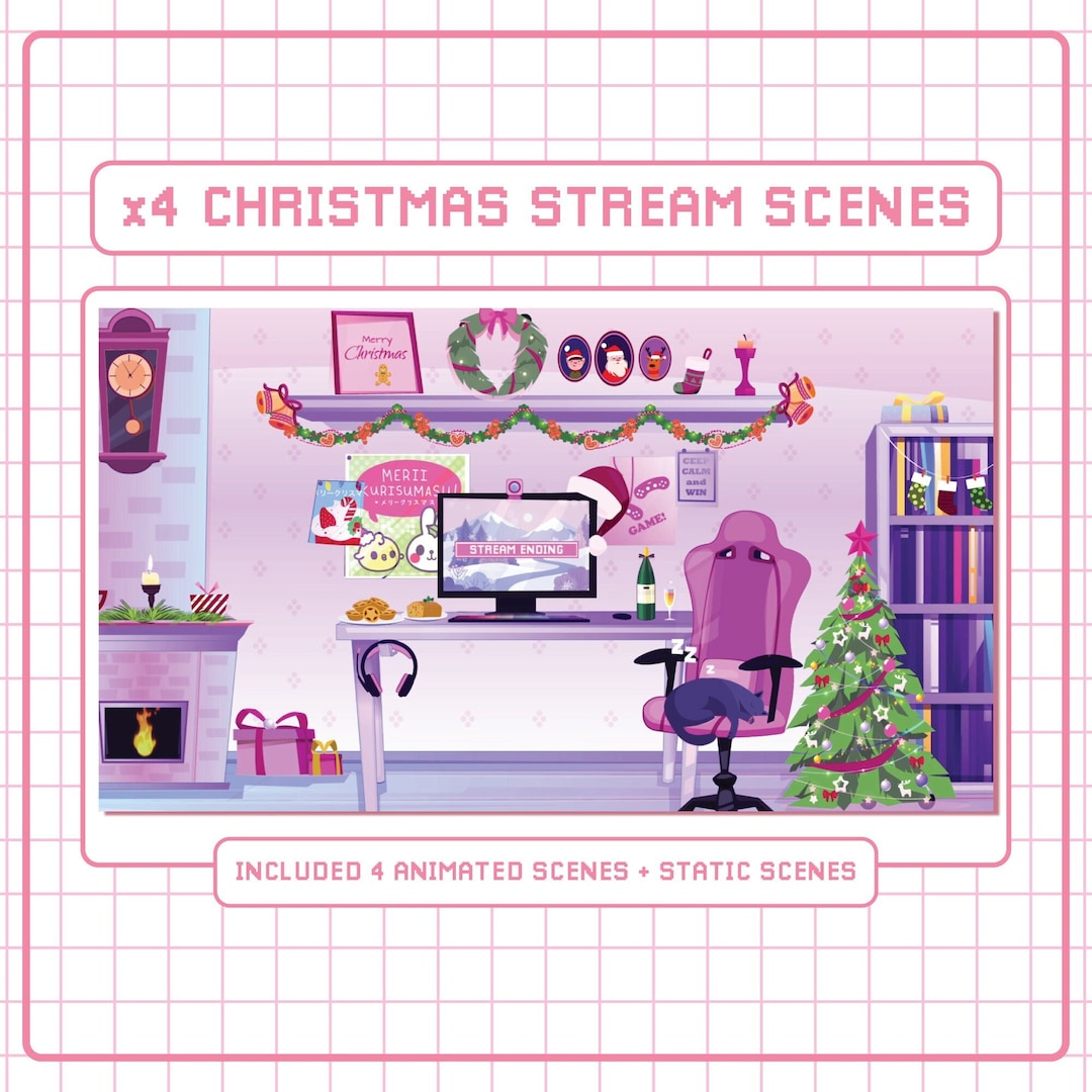 4X Christmas Stream Screens / Animated Setup Xmas Aesthetic Twitch ...