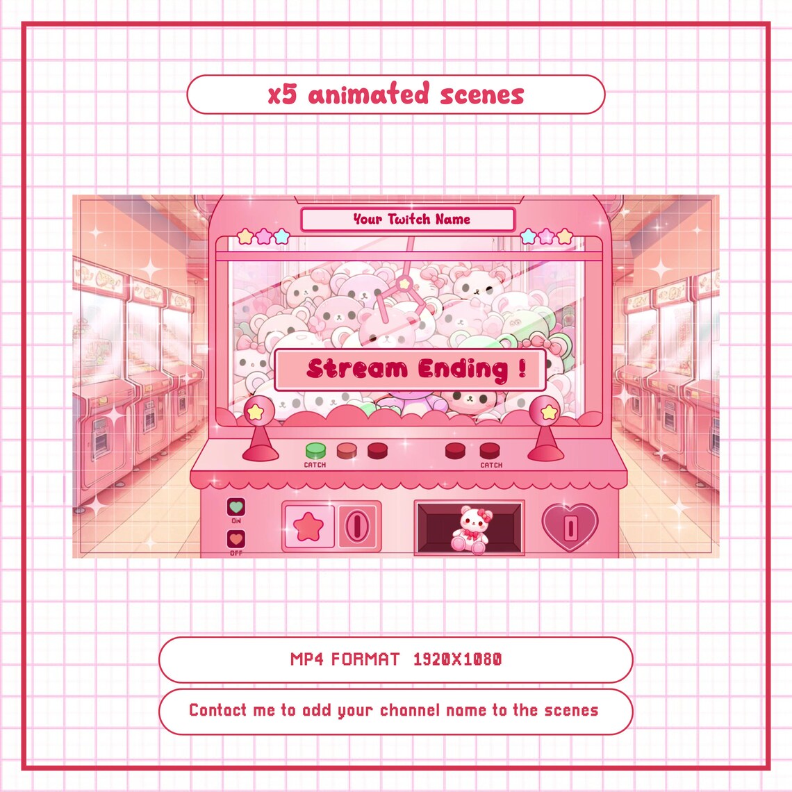 5X Arcade Strawberry Stream Screens / Animated Arcade Aesthetic Twitch ...