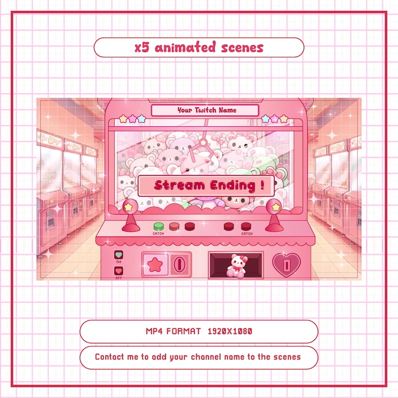 5X Arcade Strawberry Stream Screens / Animated Arcade Aesthetic Twitch ...