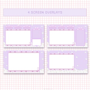Animated Cute Stream Overlay, Twitch Kawaii Pastel Purple Pink Package ...