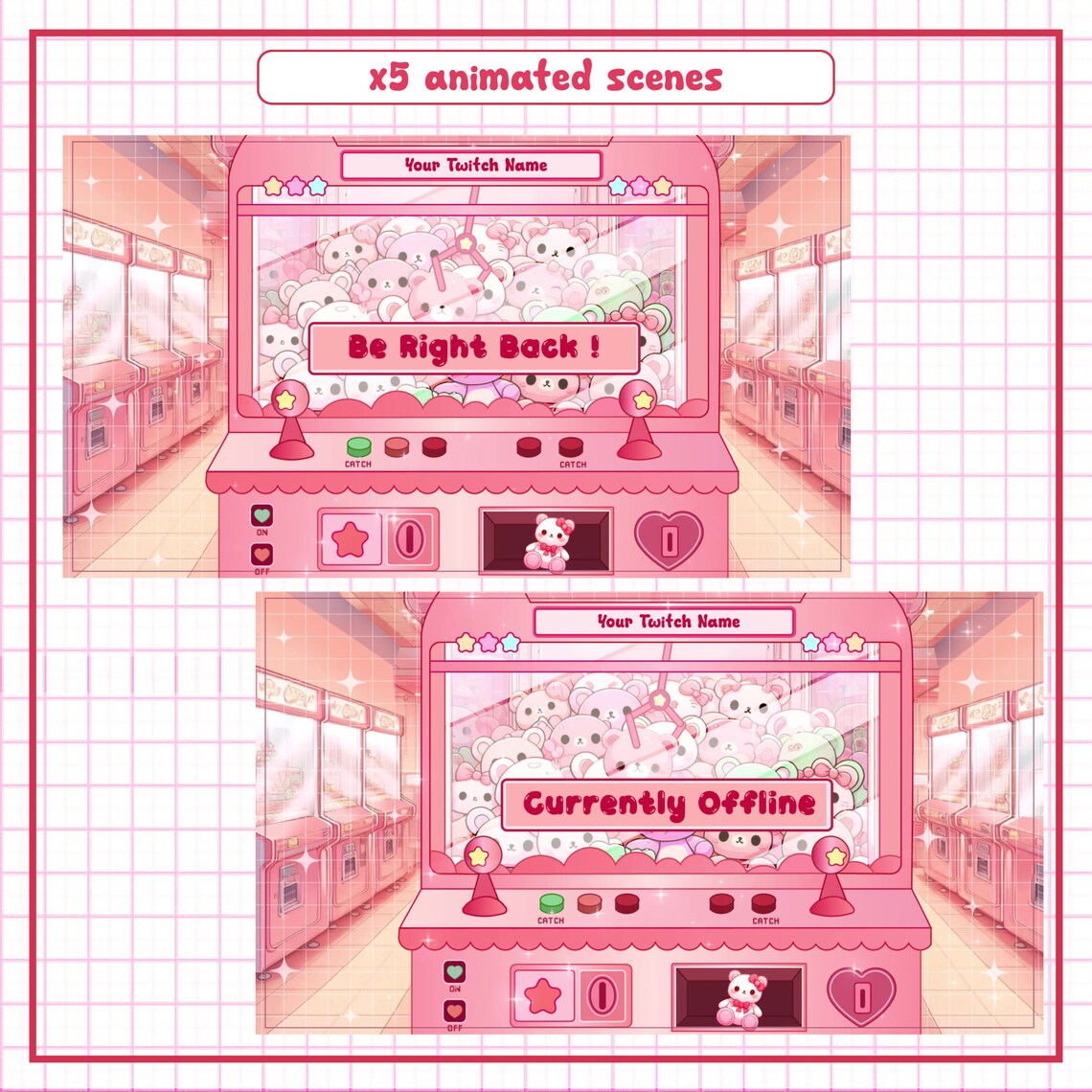 5X Arcade Strawberry Stream Screens / Animated Arcade Aesthetic Twitch ...