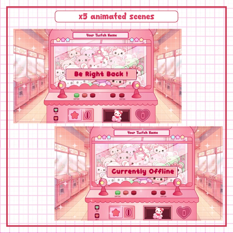 5X Arcade Strawberry Stream Screens / Animated Arcade Aesthetic Twitch ...