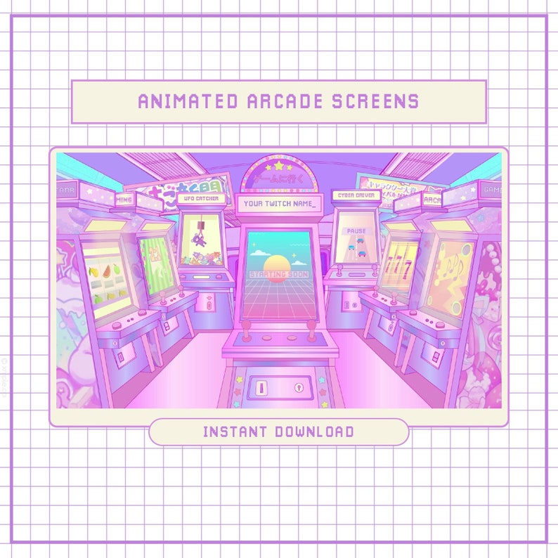 X4 Arcade Screens / Animated Kawaii Console / Aesthetic Retro Gaming ...
