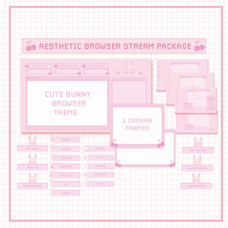 Animated Browser Stream Overlay, Cherry Twitch Overlay Package, Lovely ...