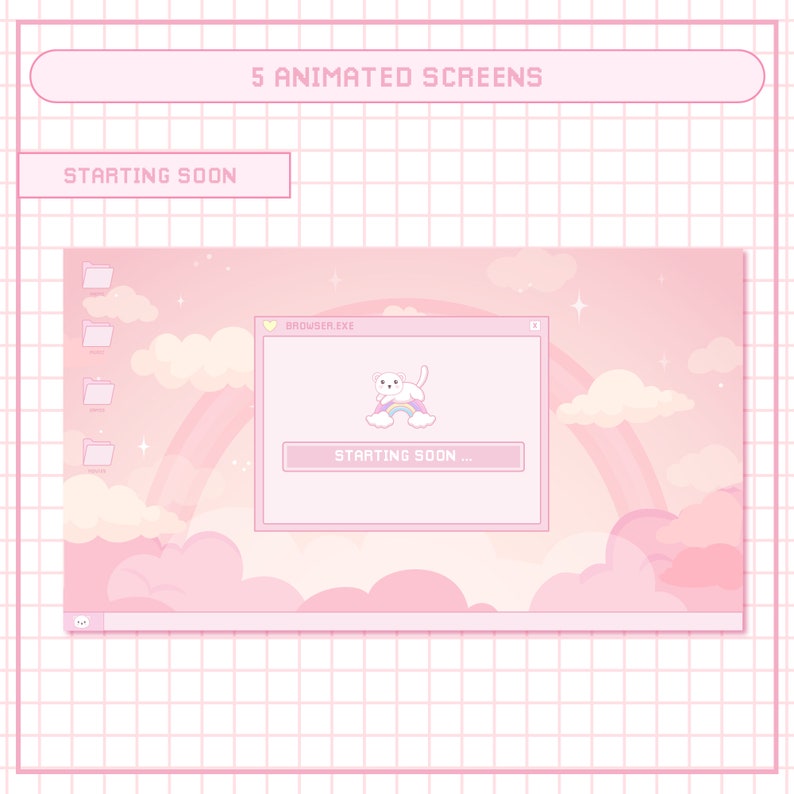 X5 Animated Cloudy Screens / Animated Kawaii Scenes / Aesthetic Browser ...