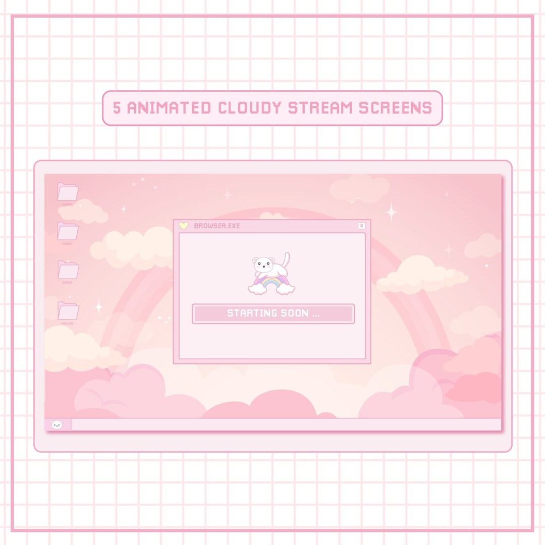 X5 Animated Cloudy Screens / Animated Kawaii Scenes / Aesthetic Browser ...