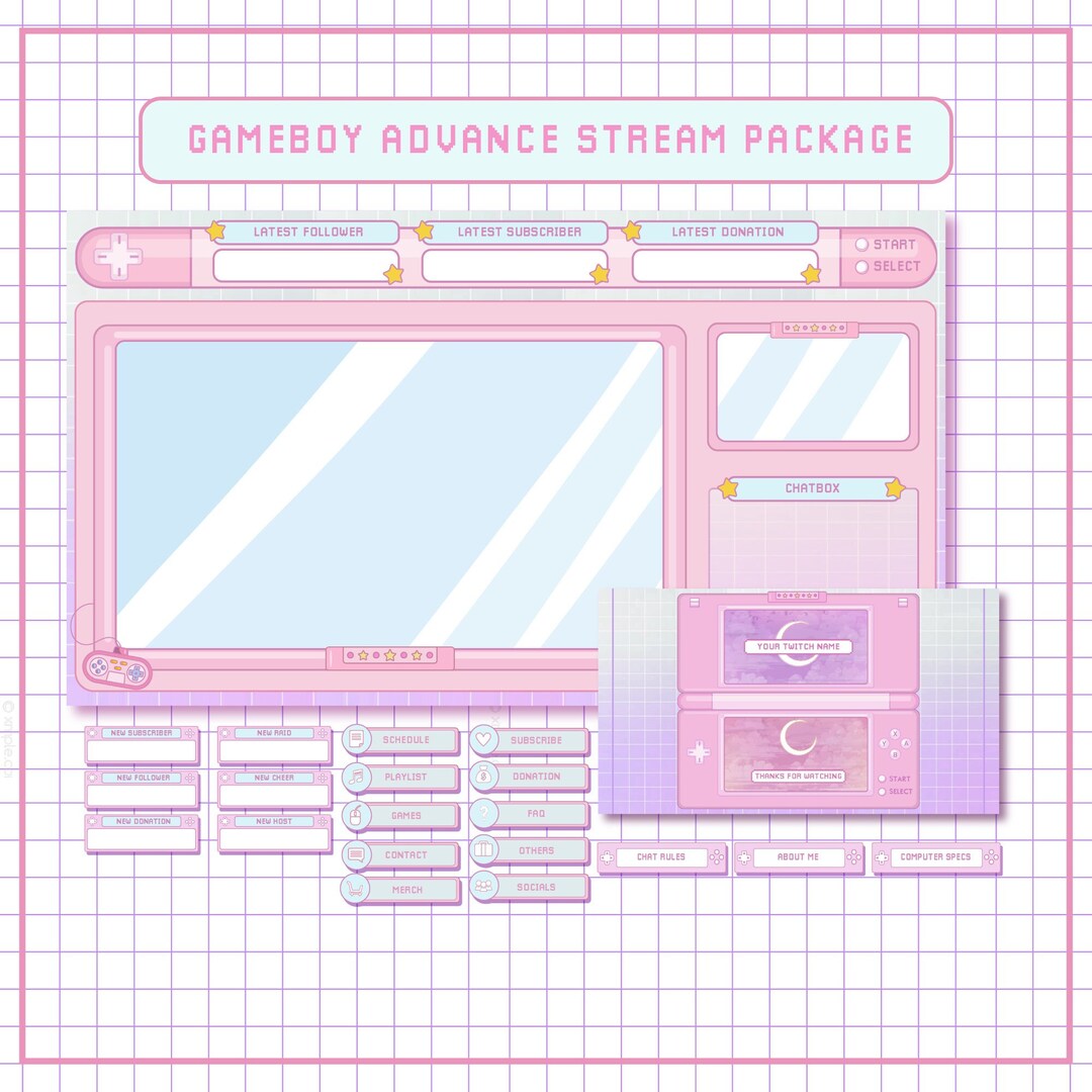 Gameboy Advance Stream Package / Kawaii Pastel Console Overlay / Twitch ...