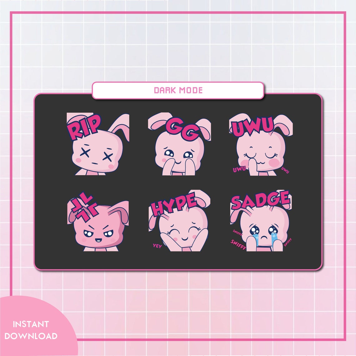 6x Bunny Emotes Twitch, Kawaii Rabbit Stream Package, Aesthetic Pastel ...