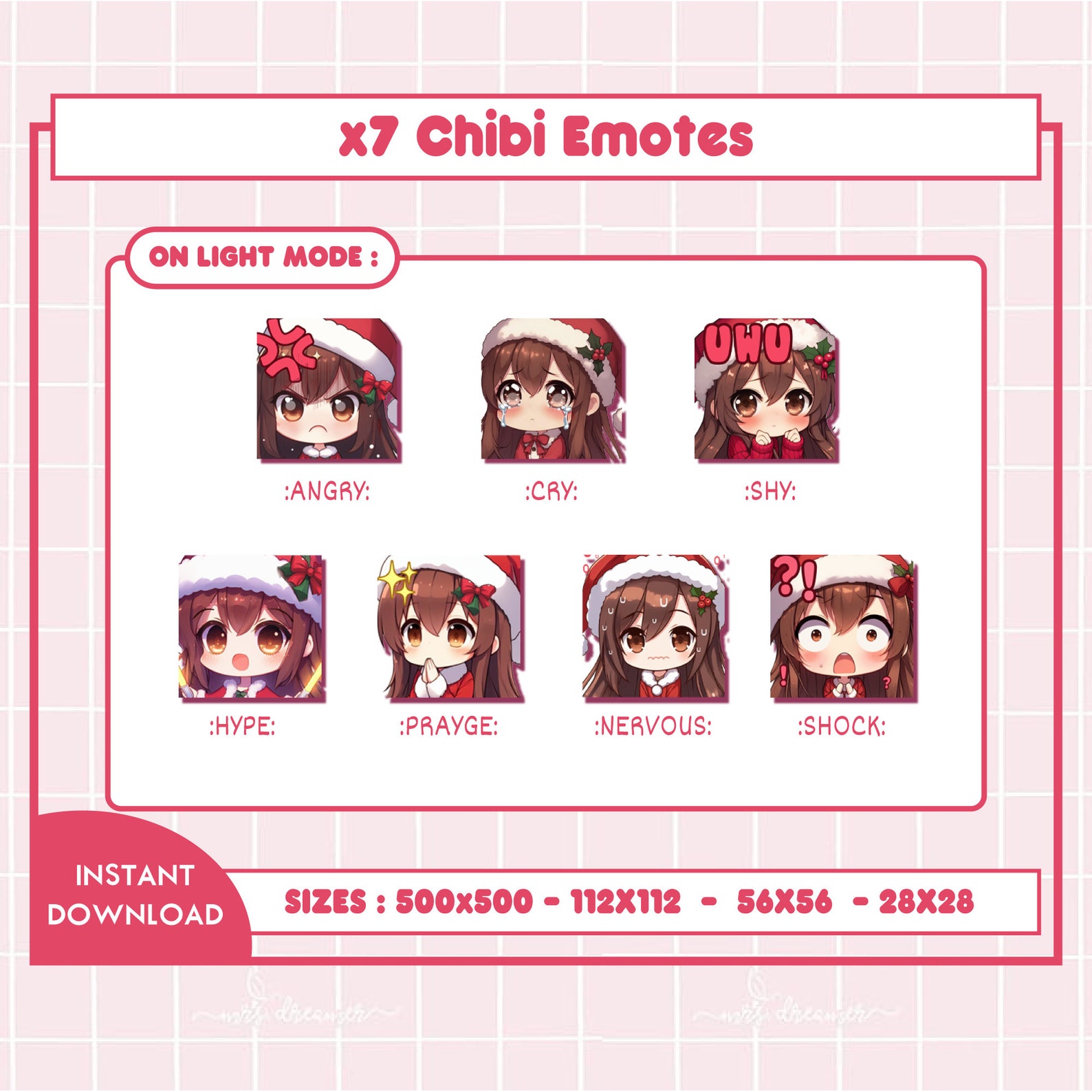 Christmas Chibi GIRL Emotes / Emote Chibi Xmax for Stream Twitch ...