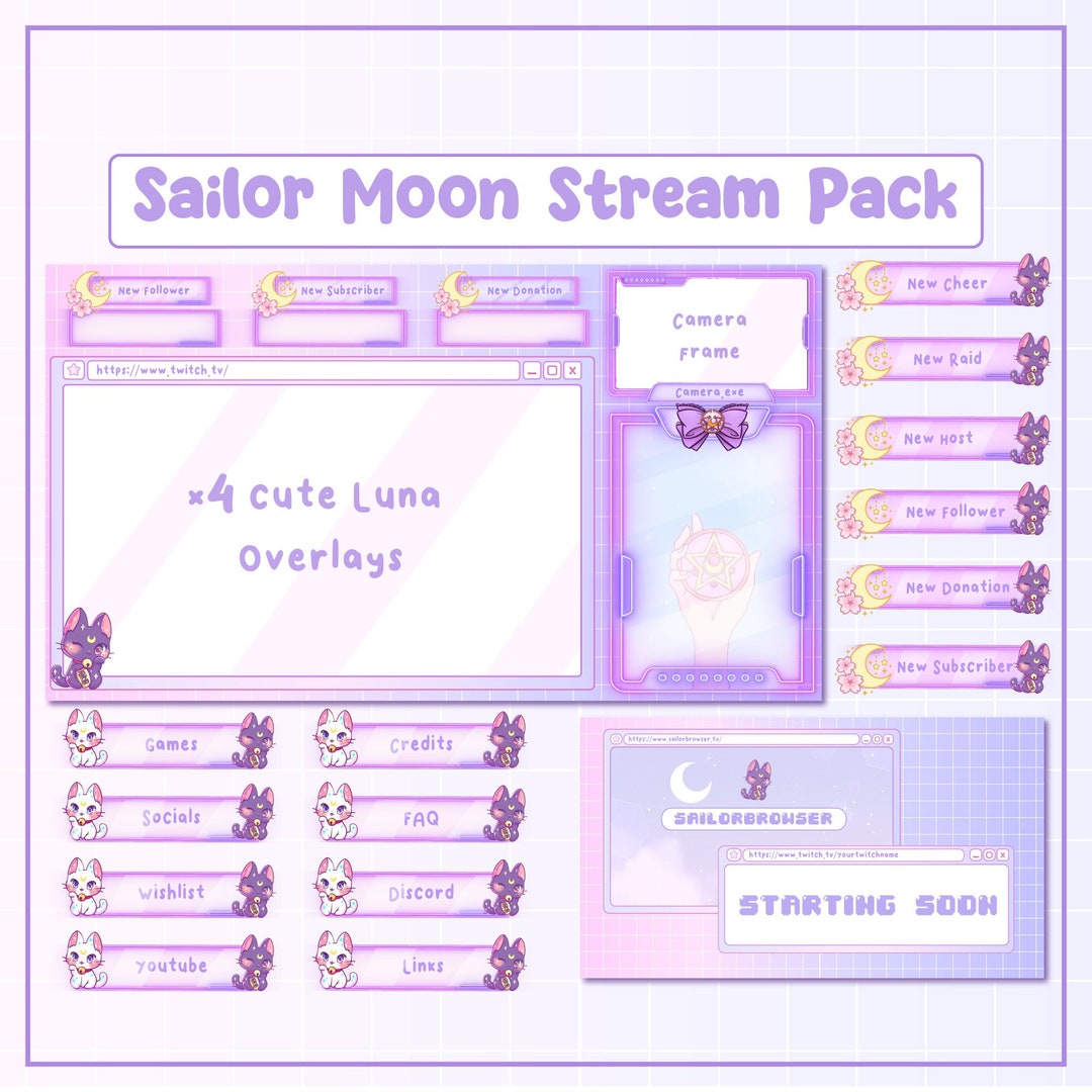 Animated Stream Luna Twitch , Cute Aesthetic Stream , Pastel Package ...