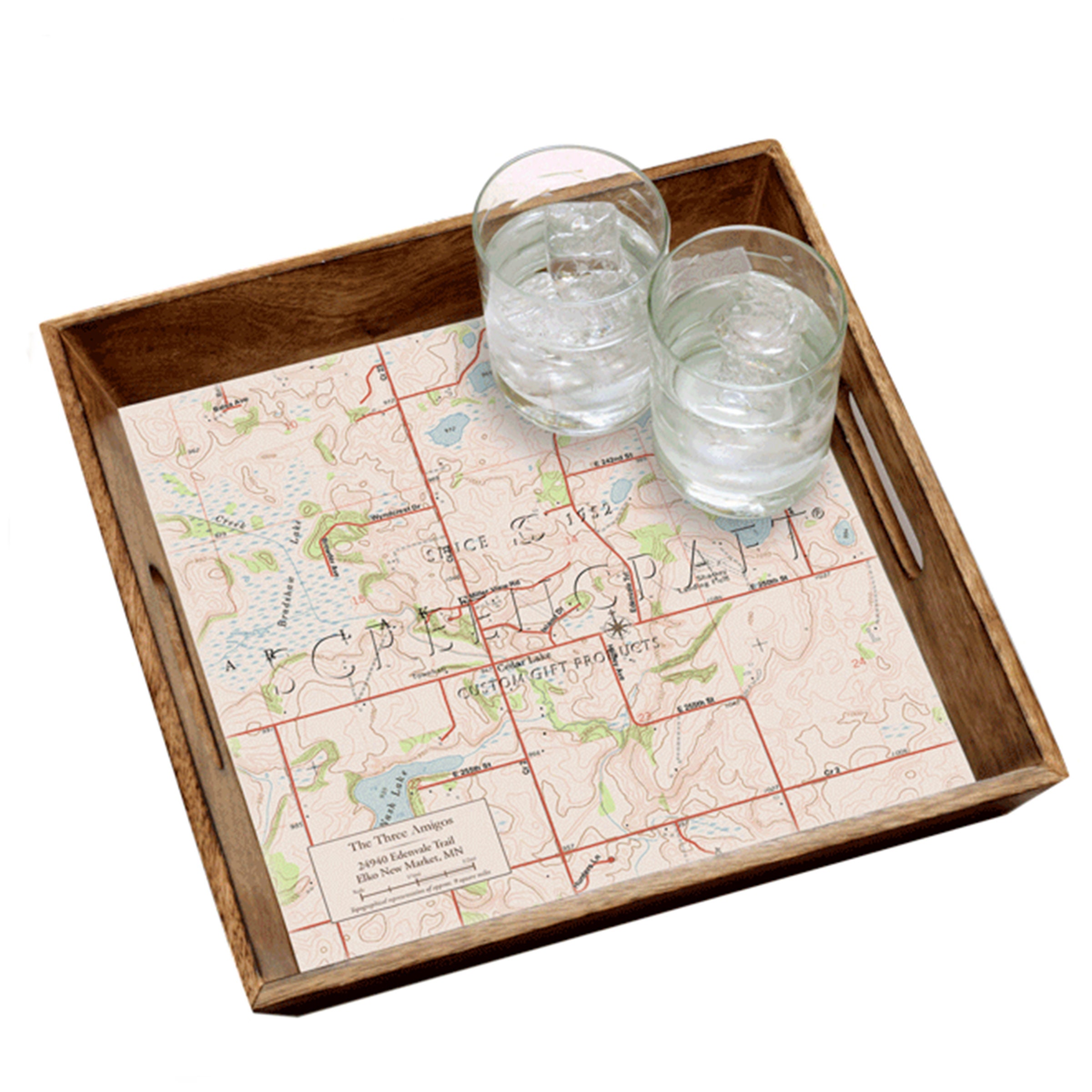 Personalized Wood Serving Tray, Custom Map - Perfect Gift for 5th ...