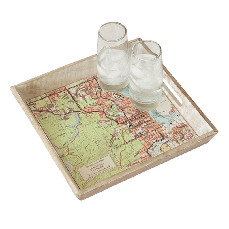 Personalized Wood Serving Tray, Custom Map - Perfect Gift for 5th ...