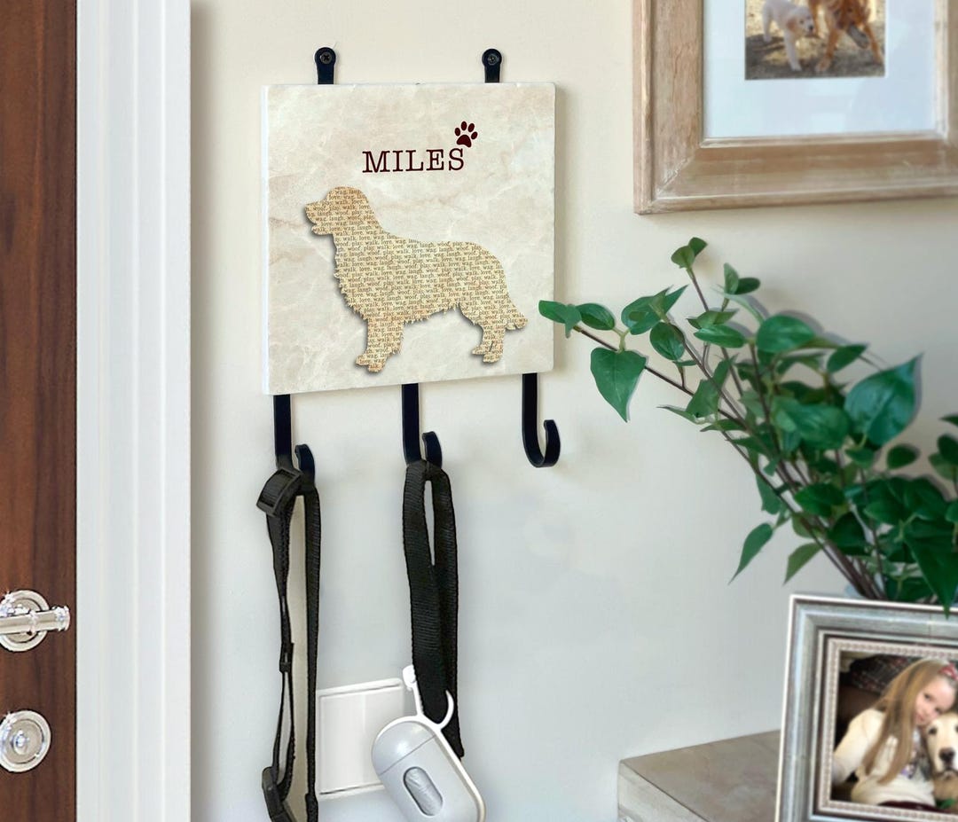 Personalized Dog Breed - Wall Hook, Dog Leash Rack, Leash Holder, Pet ...