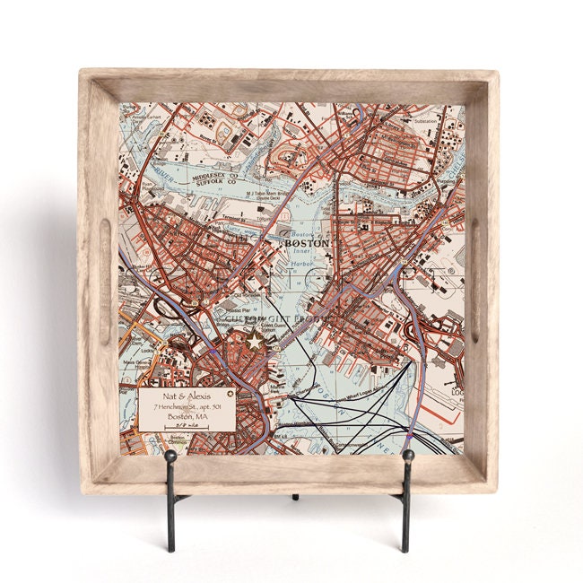 Personalized Wood Serving Tray, Custom Map - Perfect Gift for 5th ...