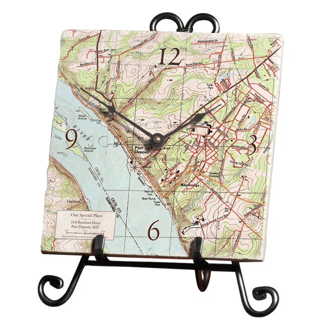 Personalized Marble Map Desk Clock: Custom Topographic Gift - Etsy