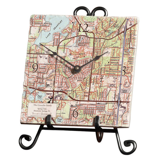 Personalized Marble Map Desk Clock: Custom Topographic Gift - Etsy