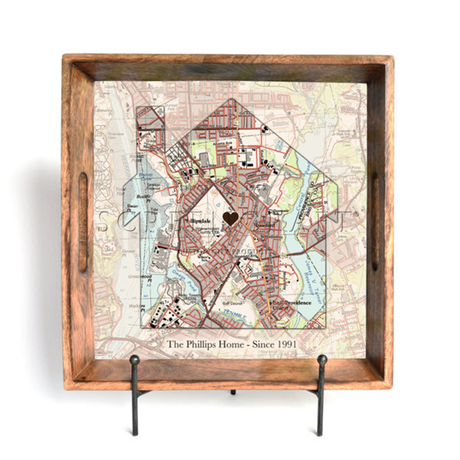 Personalized Wood Serving Tray, Custom Home-shaped Map Perfect Gift for ...
