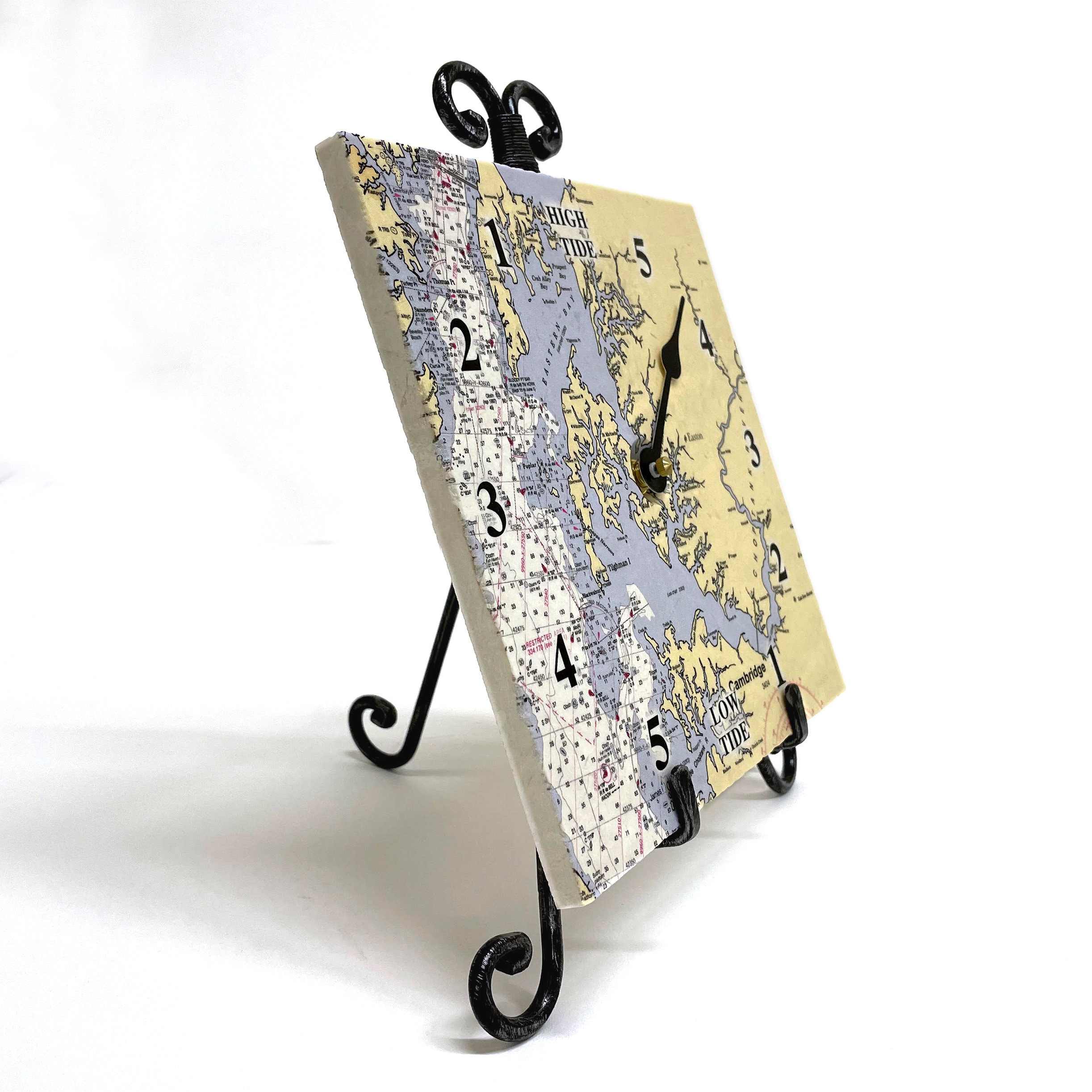 Personalized Nautical Chart Tide Clock - Tumbled Marble - Perfect Gift ...