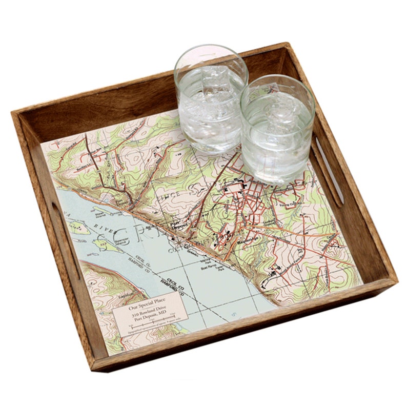 Personalized Wood Serving Tray, Custom Map - Perfect Gift for 5th ...