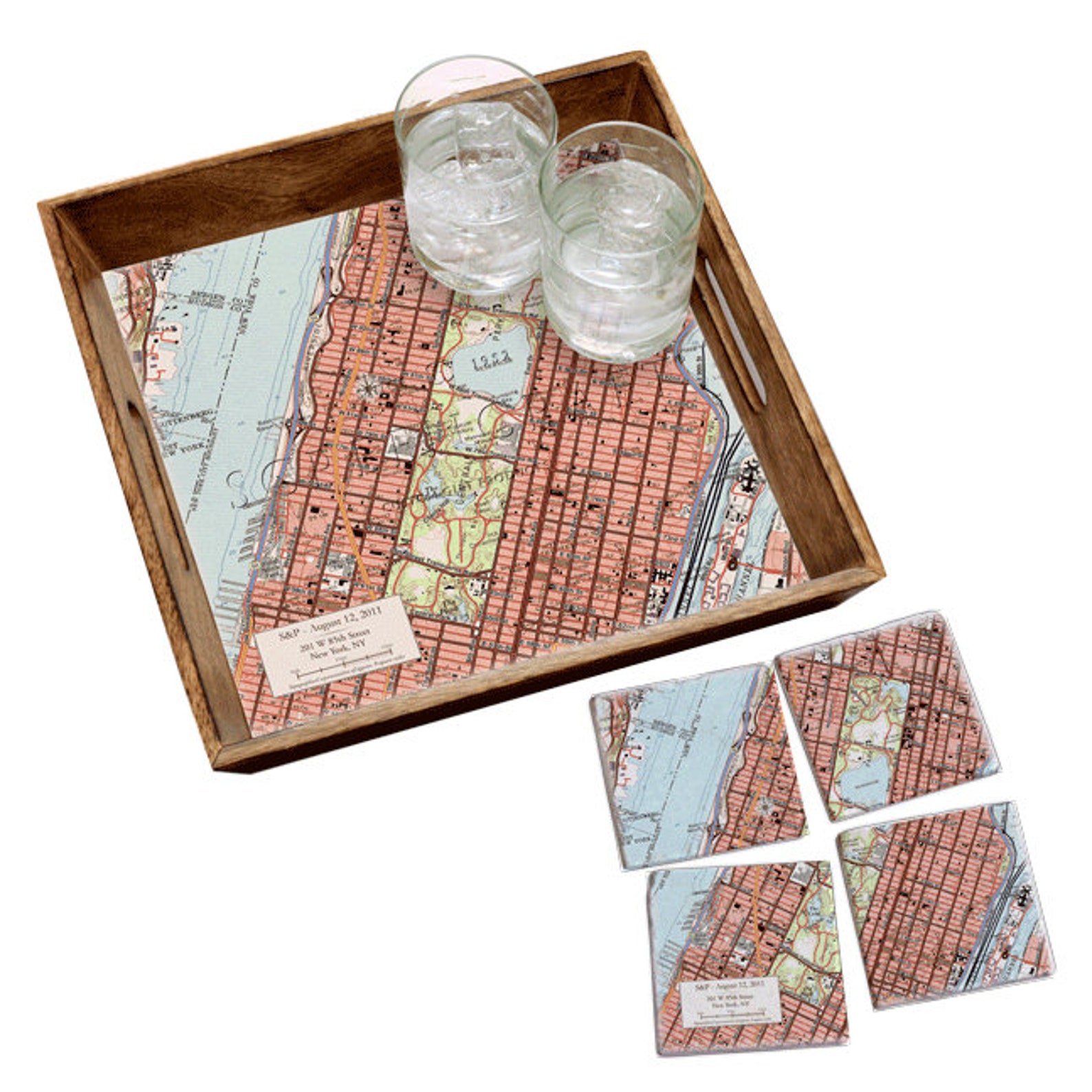Personalized Wood Serving Tray, Custom Map - Perfect Gift for 5th ...