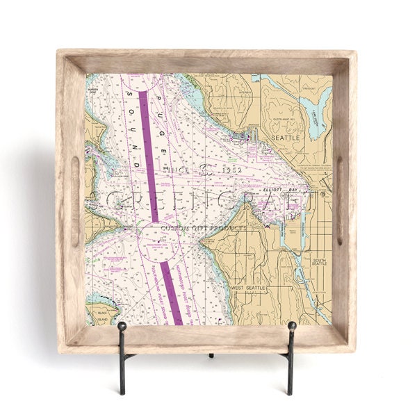 Personalized Wood Serving Tray, Custom Nautical Chart Perfect Gift for ...