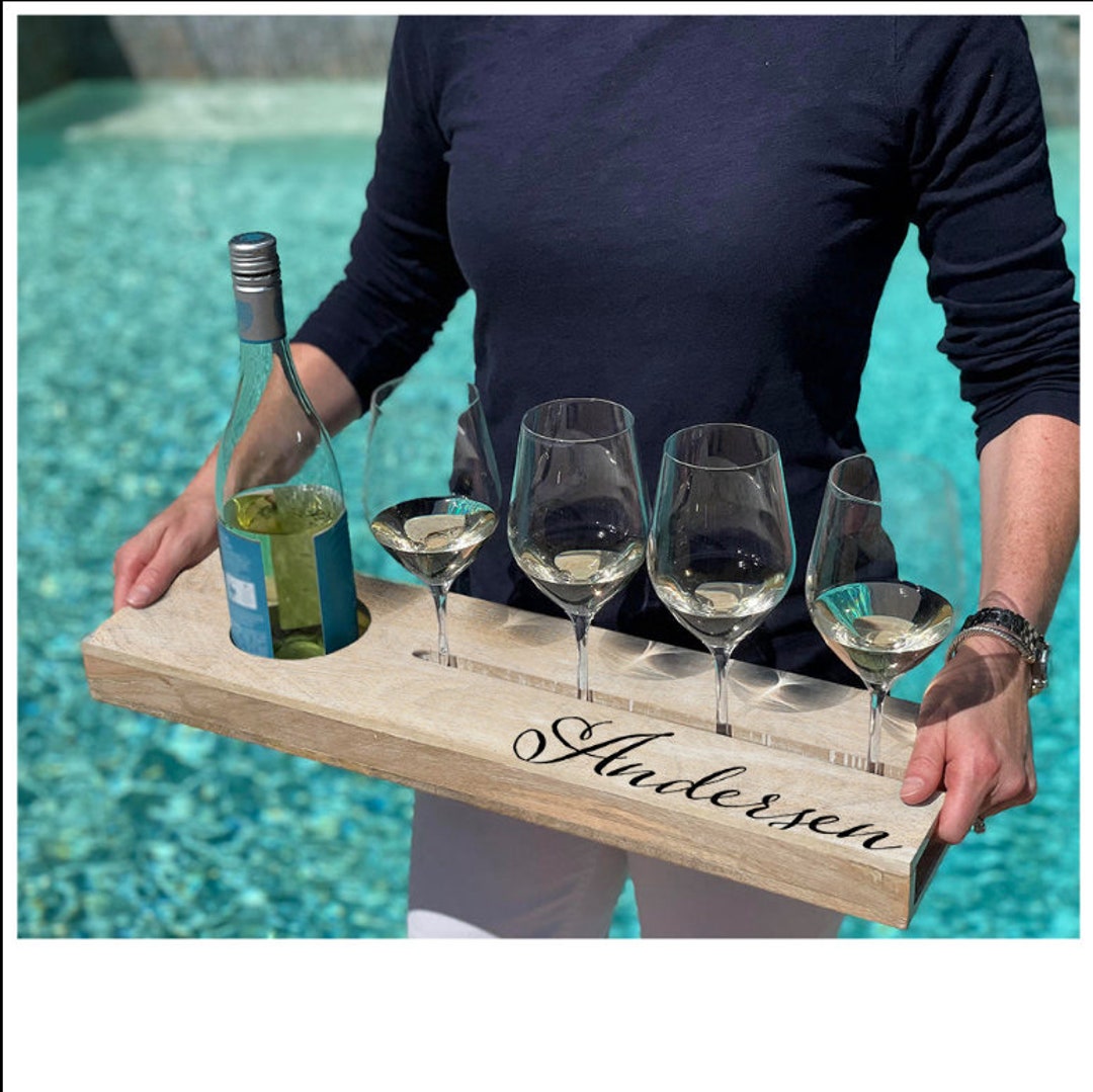 Personalized Wine Gift, Custom Wood Tray, Wine Tray - 5th Anniversary ...