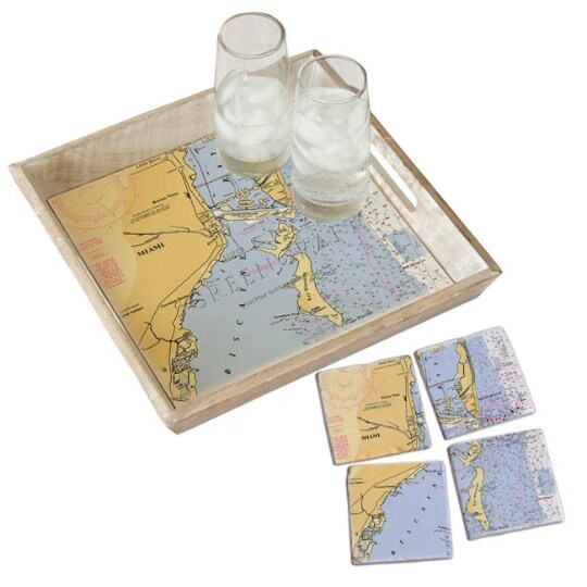 Personalized Wood Serving Tray, Custom Nautical Chart Perfect Gift for ...