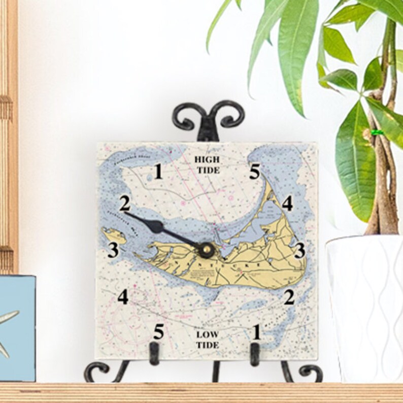 Personalized Nautical Chart Tide Clock - Tumbled Marble - Perfect Gift ...
