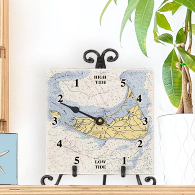 Personalized Nautical Chart Tide Clock - Tumbled Marble - Perfect Gift ...