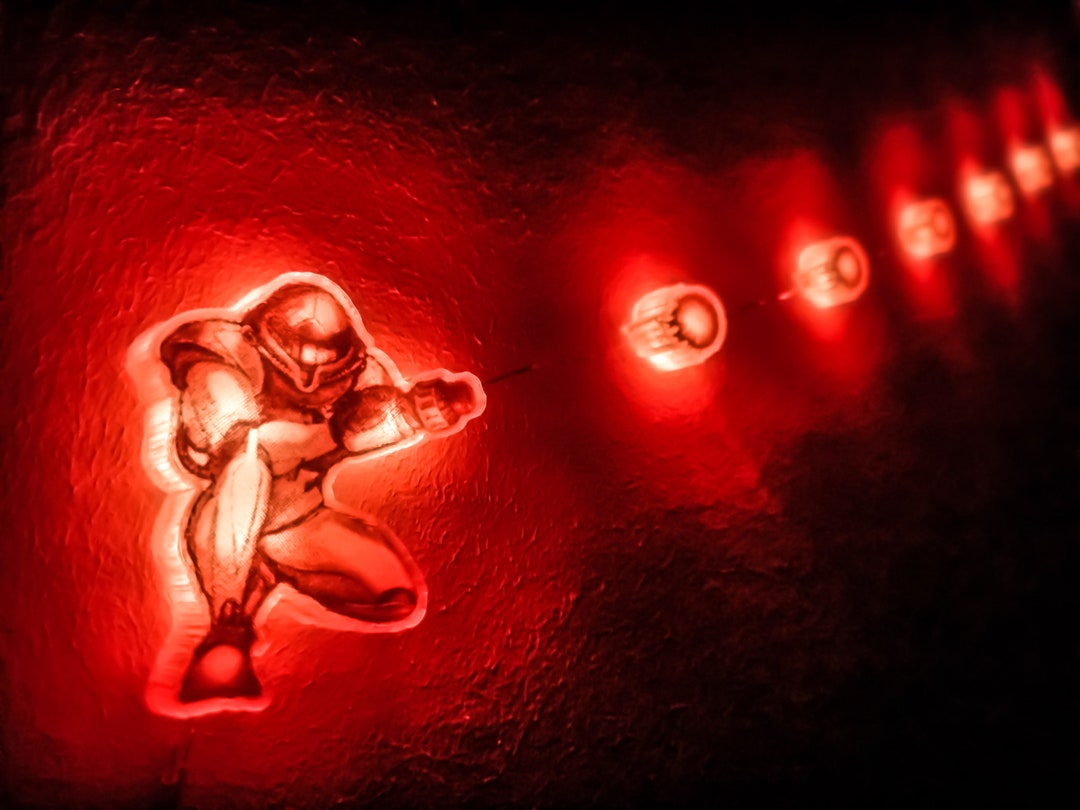 Metroid Animated Lights, Retro Video Games Inspired, Decor Wall Garland ...