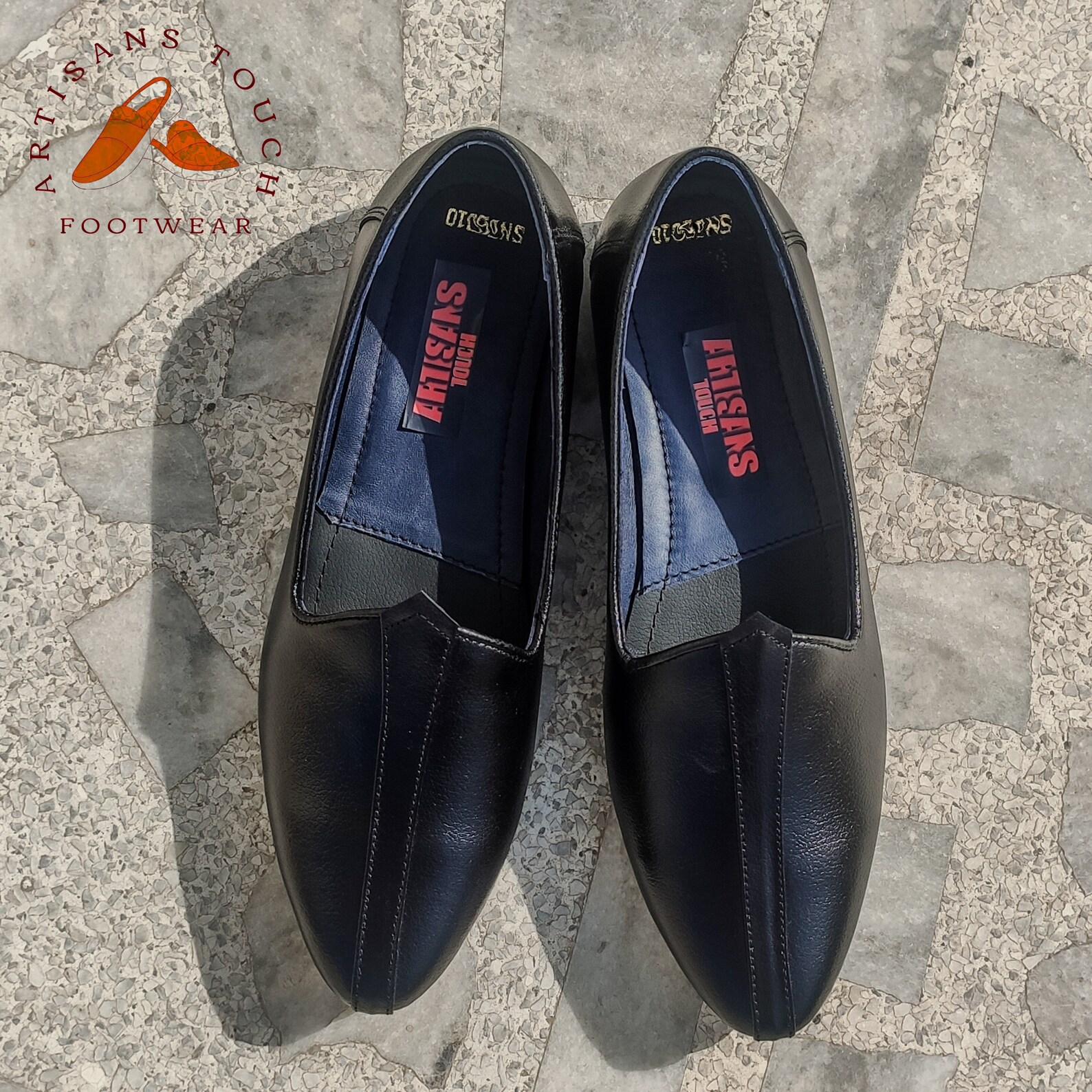 Handmade Leather Mojari Jutti Shoes: Black Ethnic Slip-on Wedding Shoes ...