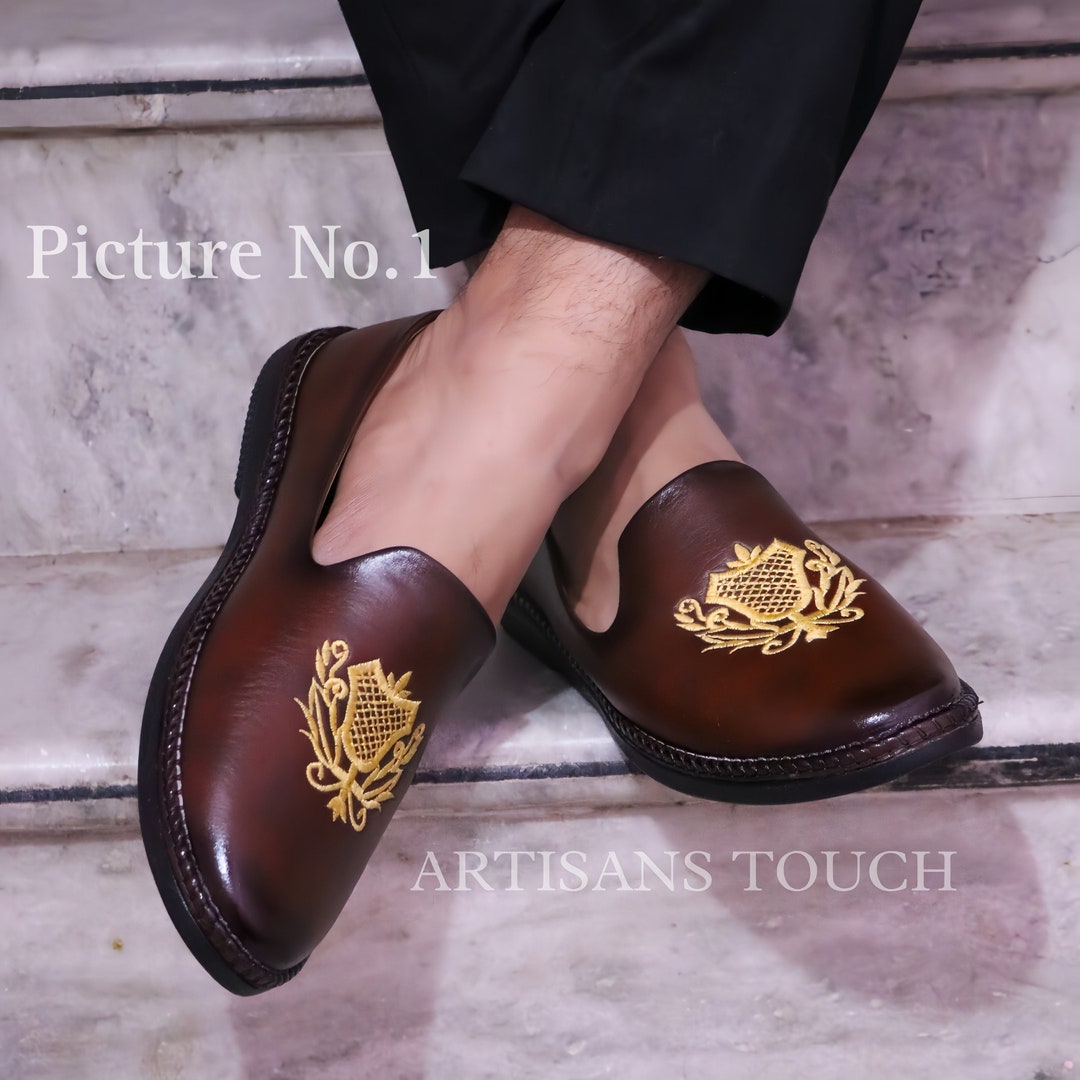 Mens Brown Turkish Cut Loafers: Handmade Slip-on Wedding Shoes - Etsy
